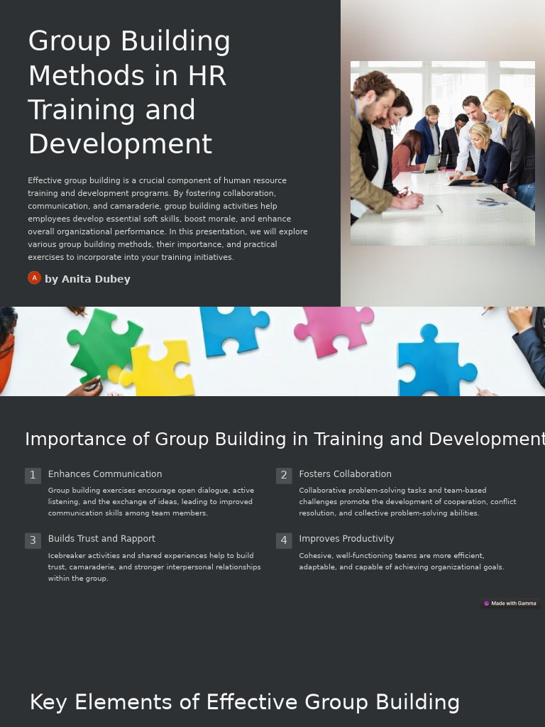 Group Building Methods in HR Training and Development | PDF | Team Building | Communication