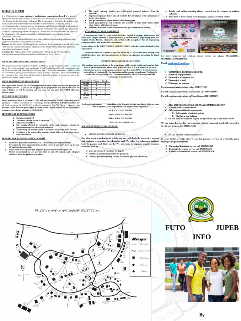 freshers jupeb guide prospectus | PDF | University And College Admission | Educational Stages