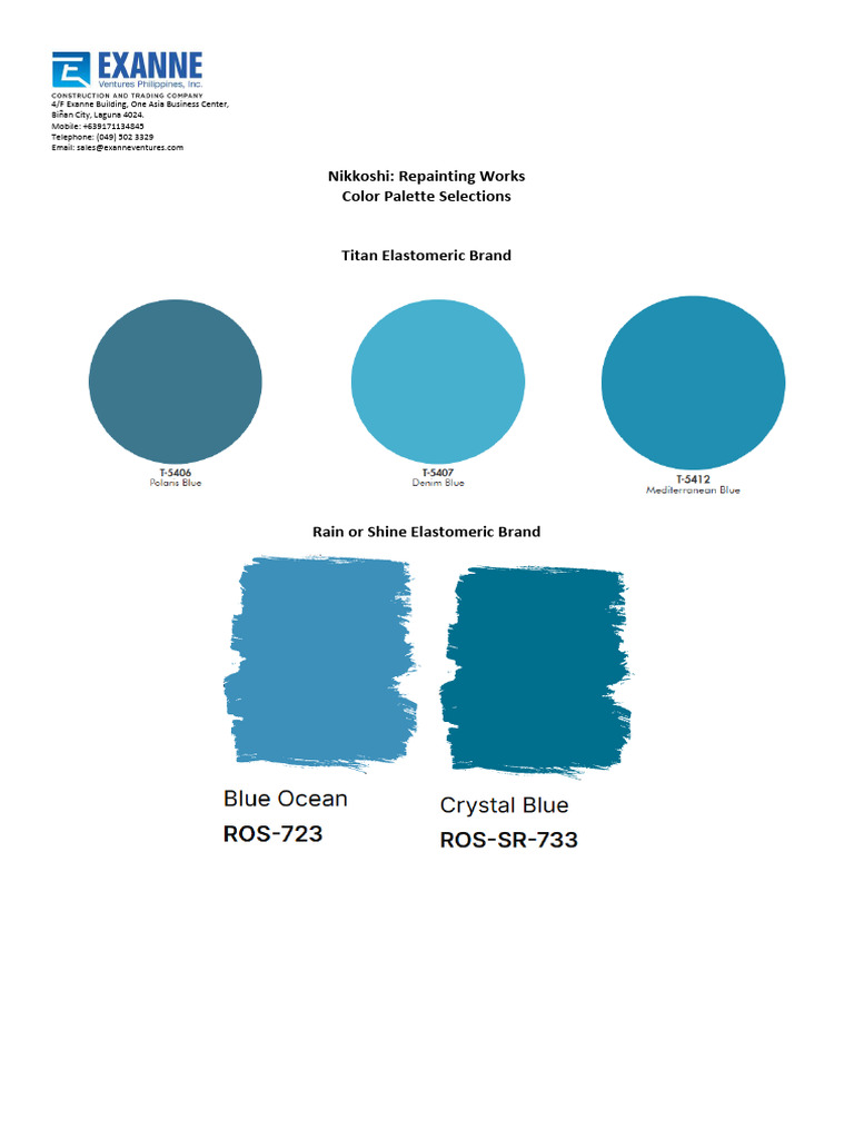 Exanne - NIkkoshi (LTI) Repainting Works - Paint Color Selection | PDF