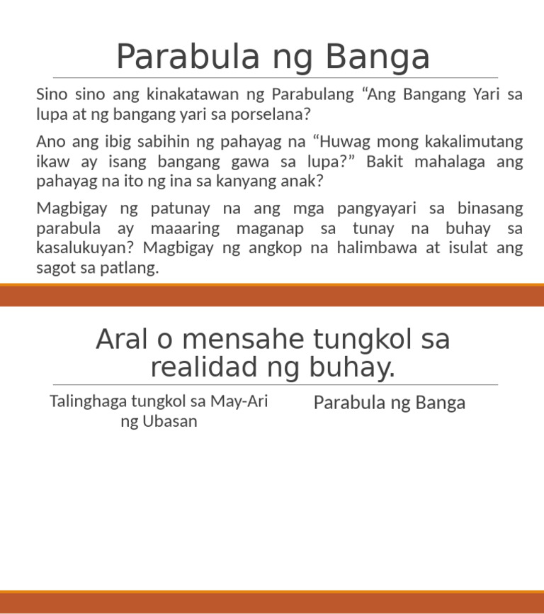 Parabula NG Banga | PDF