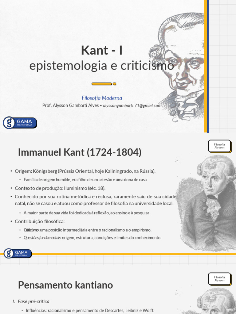 Epistemologia e Criticismo de Kant | PDF | Immanuel Kant | Conhecimento