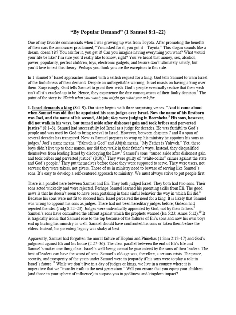 1_Samuel_8.1-22 | PDF | Samuel | Books Of Samuel