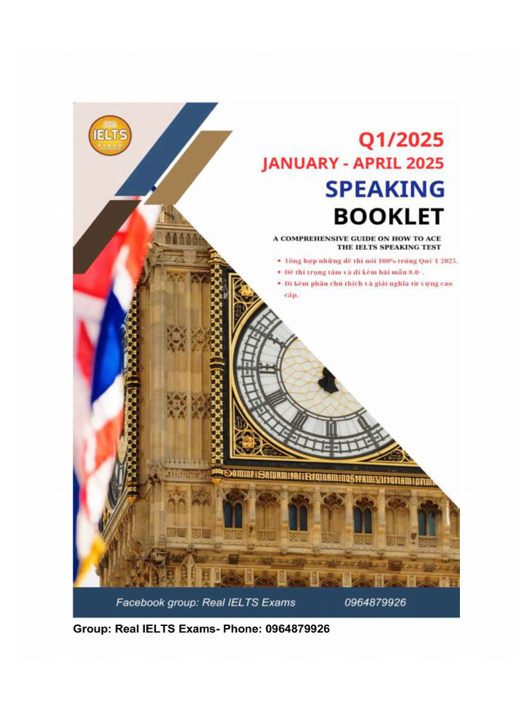 IELTS Speaking Questions Booklet 2025 - January To April | PDF