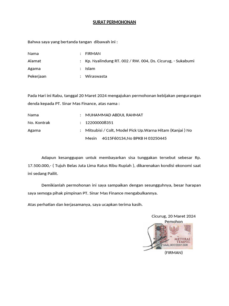 SURAT PERMOHONAN FIRMAN | PDF