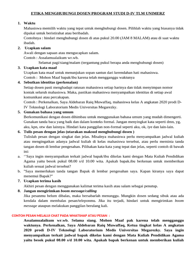 Tata Cara Menghubungi Dosen | PDF