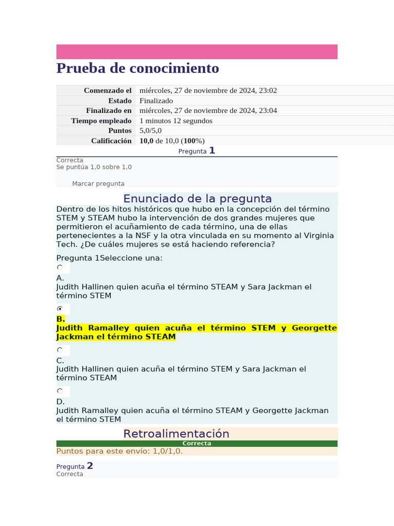 Prueba de Conocimiento Modulo 1 | PDF