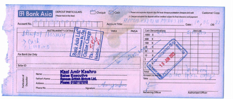 Booking Depo Slip | PDF