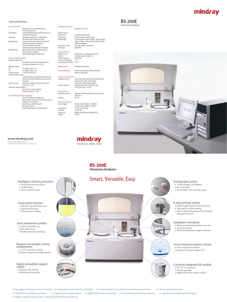 Bs 200e Product Brochure en - in | PDF | Spectrophotometry | Scientific Techniques