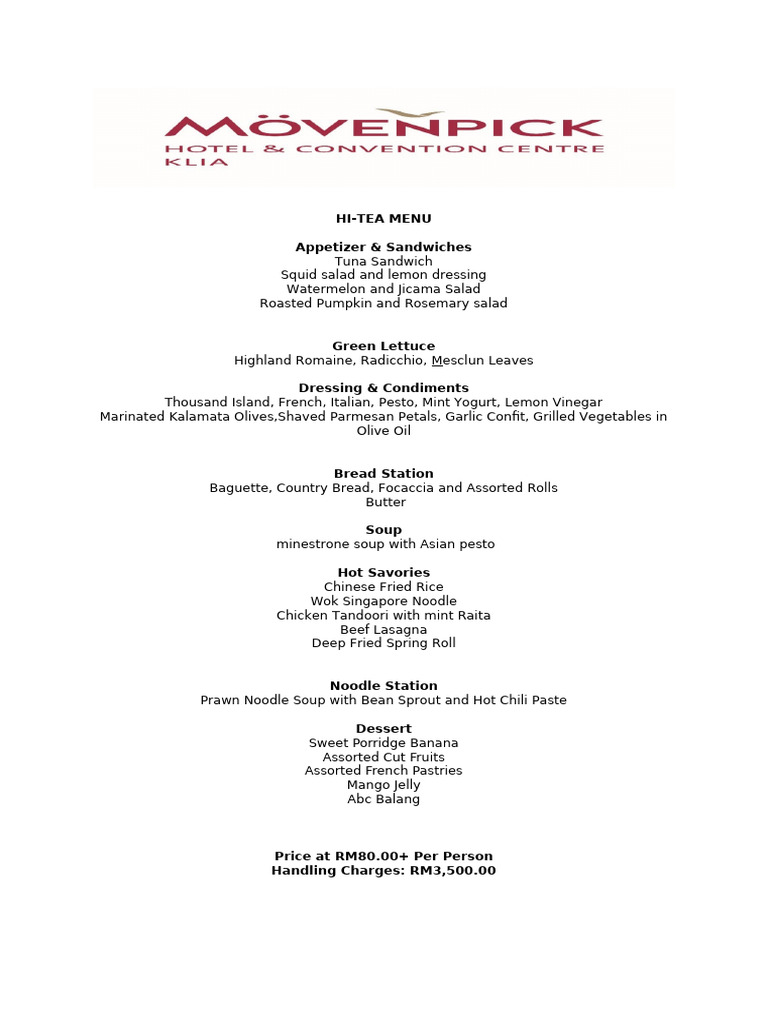 Hi Tea Menu | PDF