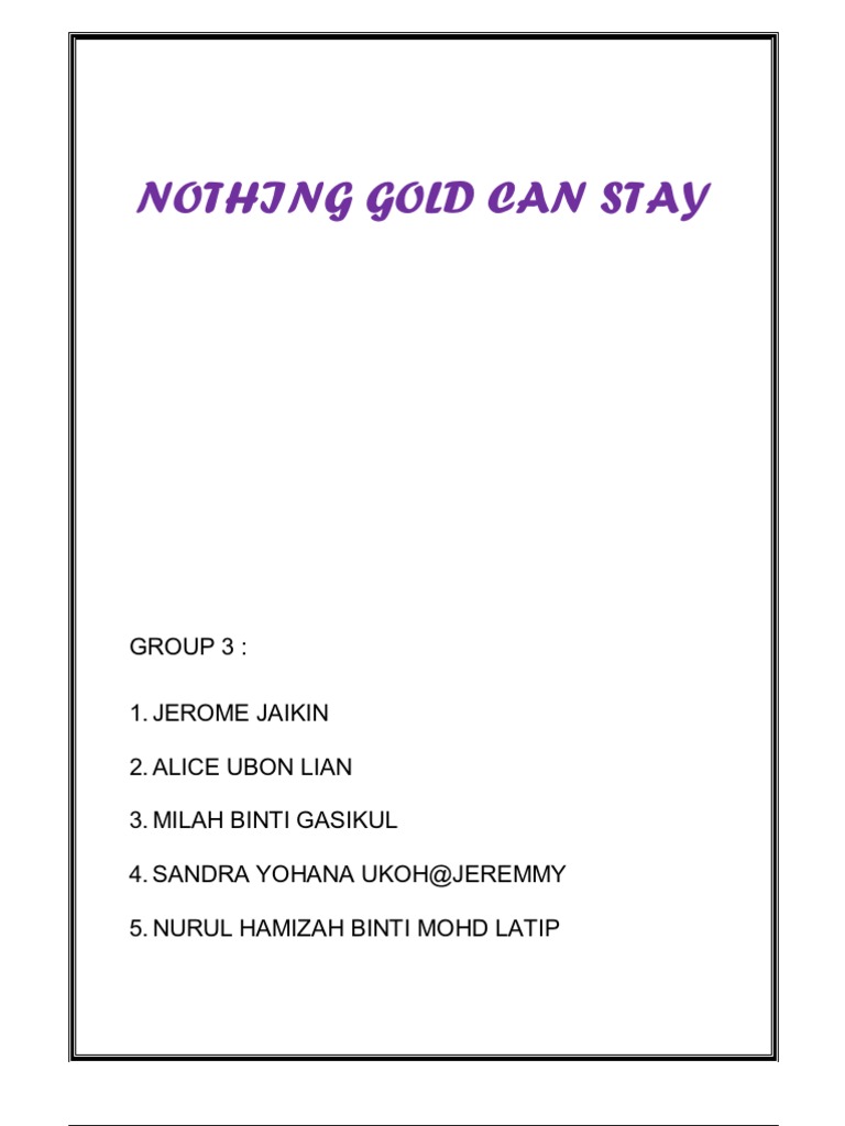 Nothing Gold Can Stay Analysis | PDF | Poetry
