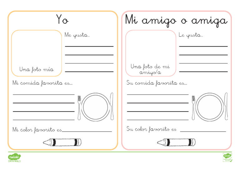 Todos somos diferentes Ficha de actividad Mi amigo o amiga y yo | PDF