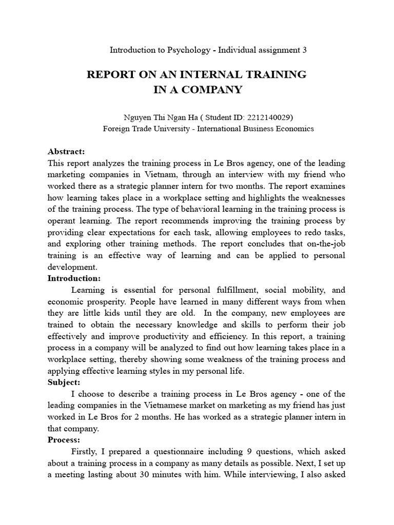 Individual Assignment 3 - Psychology | PDF | Reinforcement | Learning