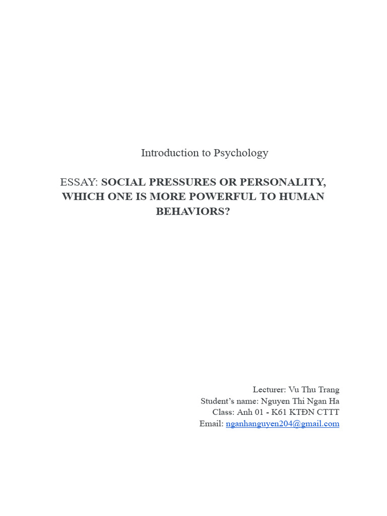Individual Assignment 4 - Psychology | PDF | Conformity | Psychology