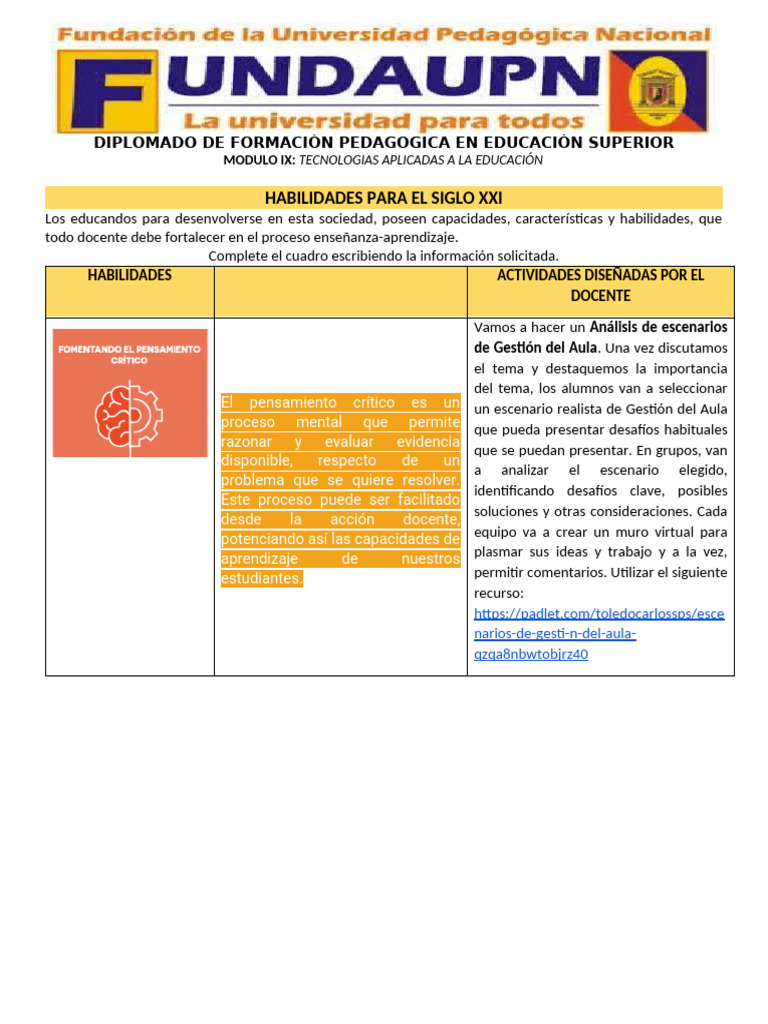 CUADRO DE ACTIVIDADES PARA FORTALECER HABILIDADES TIC | PDF | Aprendizaje | Podcast