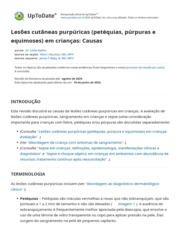 Purpuric Skin Lesions (Petechiae, Purpura, and Ecchymoses) in Children ...