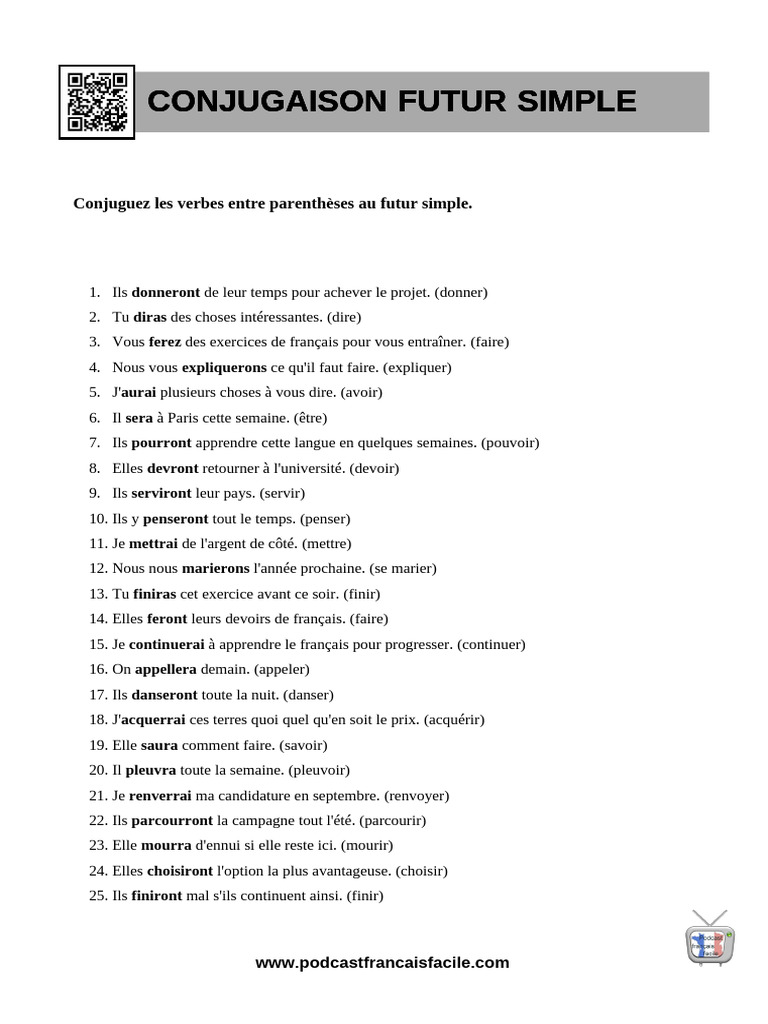 Exercices de futur simple en français | PDF | Échecs | Théorie (échecs)