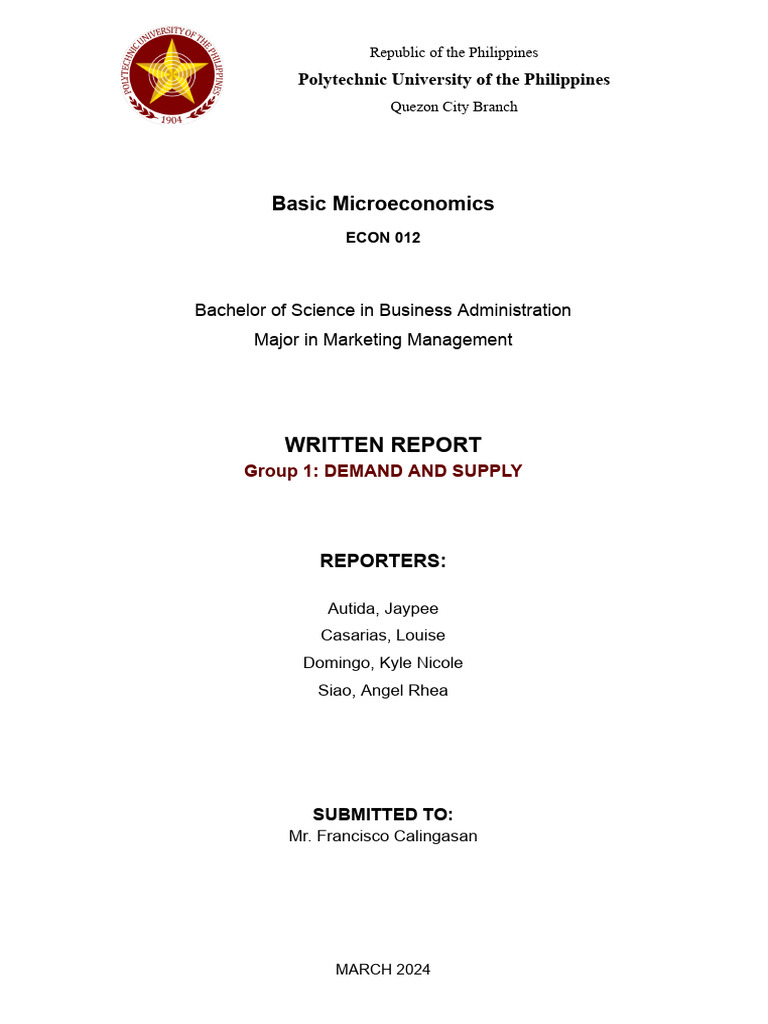 Group 1 Basic Econ Pdf Supply Economics Demand