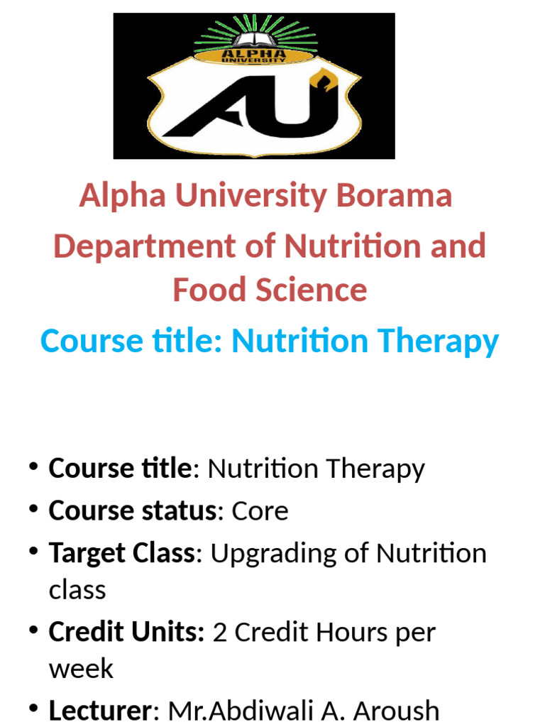 Nutrition Therapy Course Overview | PDF | Non Communicable Disease ...
