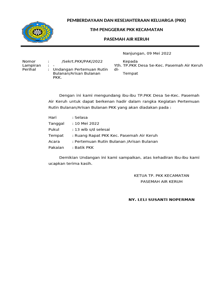 Undangan PKK | PDF