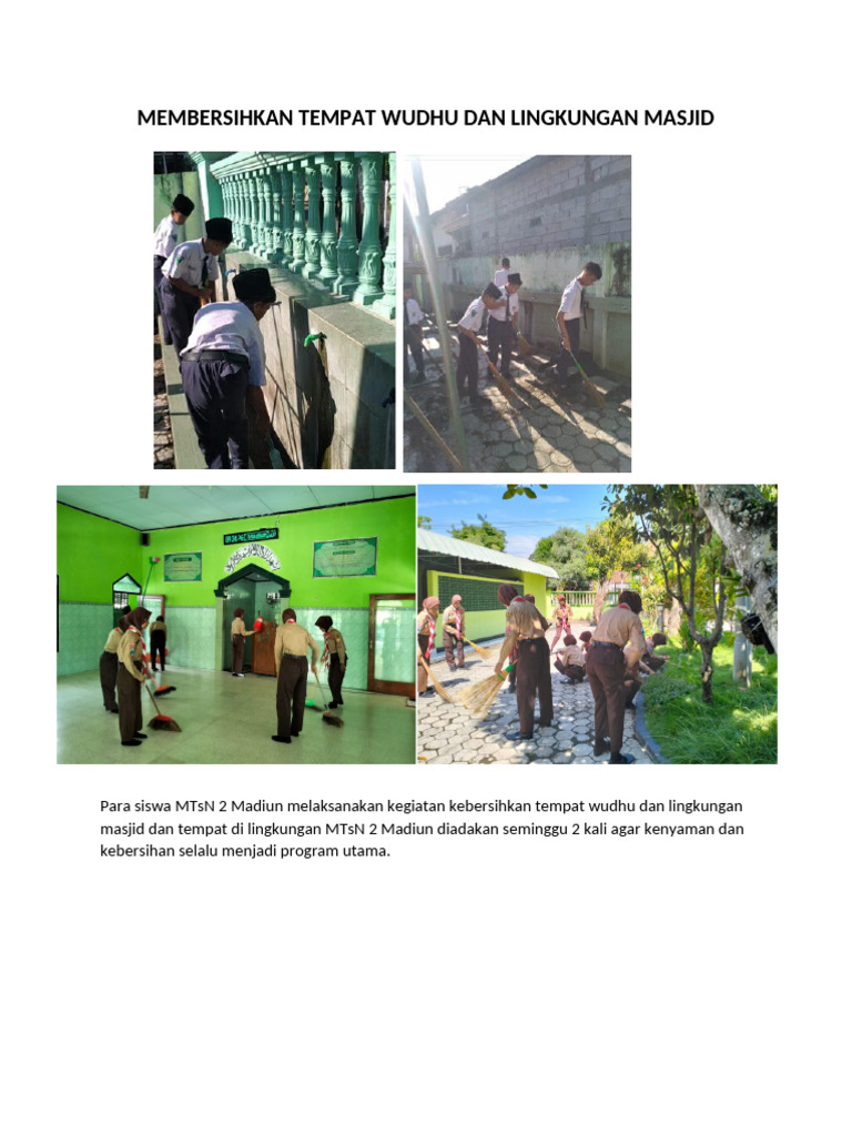 Membersihkan Tempat Wudhu Dan Lingkungan Masjid | PDF