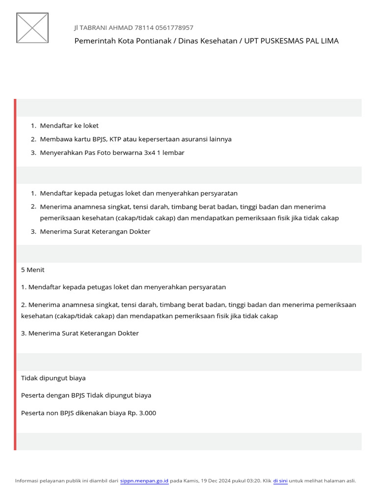 Unduh Standar Pelayanan - Pembuatan Surat Keterangan Dokter (SKD) | PDF