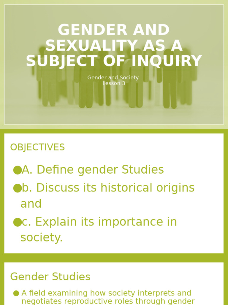 Lesson 3 Gender and Sexuality As As Subject of Inquiry | PDF | Gender ...
