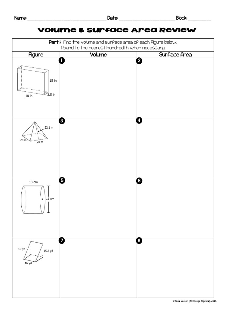7-3 SA and Volume Worksheet | PDF