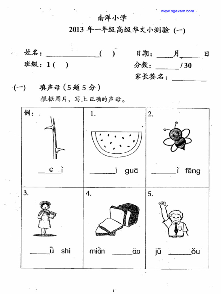 2013 P1 Chinese CA1 Nanyang | PDF