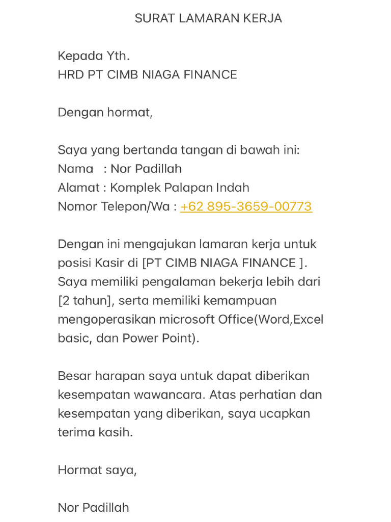 Surat Lamaran | PDF
