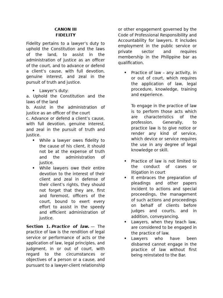 Ethics Canon III - Reviewer | PDF | Conflict Of Interest | Lawyer