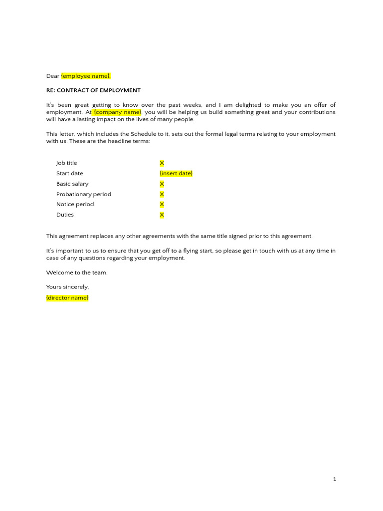 Employment Contract Offer Letter | PDF | Salary | Confidentiality