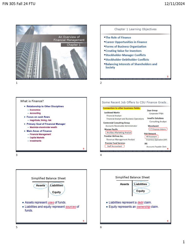 Fin305 Ftu Fa24 Ch01 Slides | PDF | Limited Liability Company | Limited ...