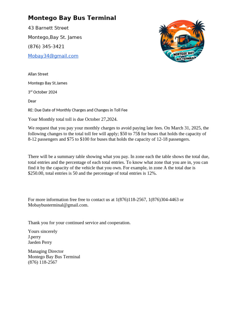 Bus Terminal Letterhead Completed | PDF