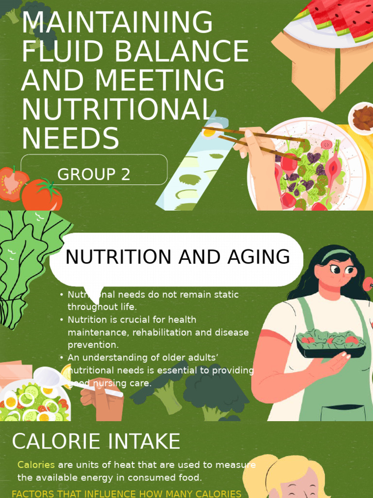 Nutritional Needs and Fluid Balance in Adults | PDF | Fat | Food Energy