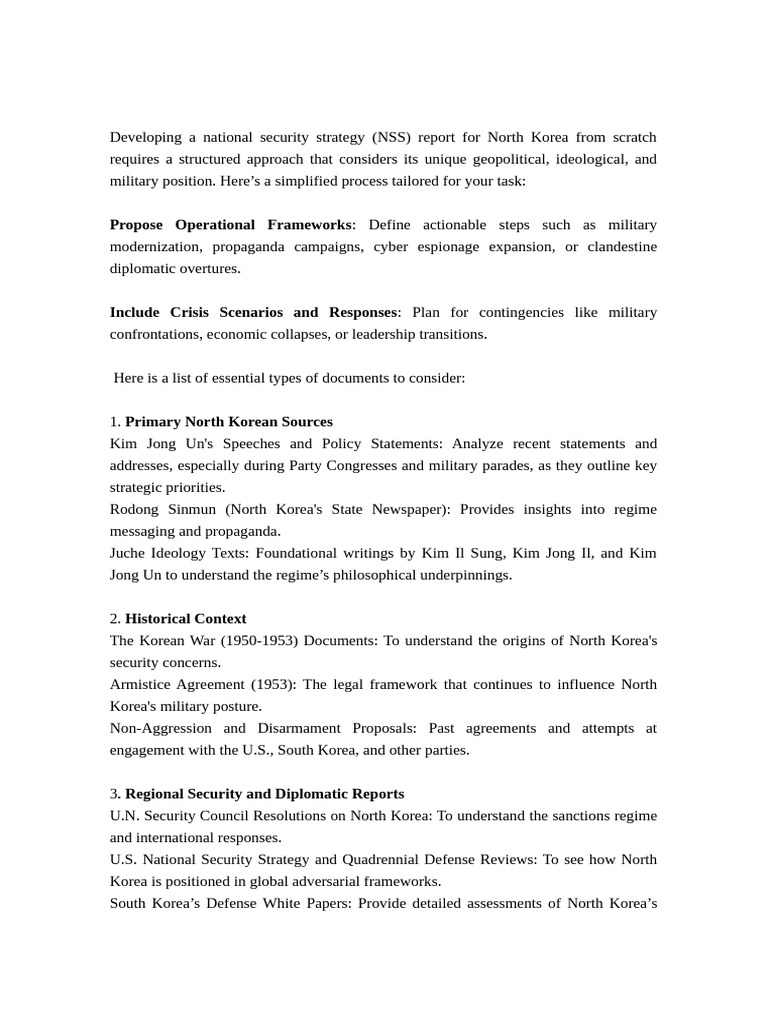 National Security Strategy for North Korea | PDF | North Korea | World ...