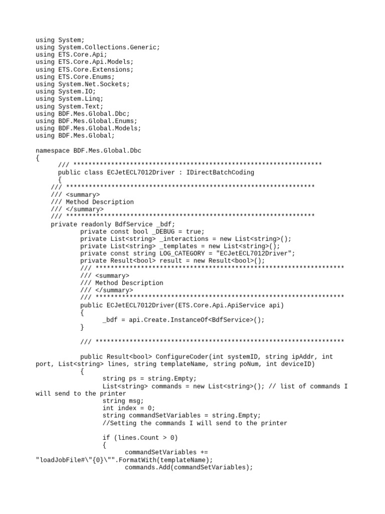 ECJetECL7012Driver | PDF | String (Computer Science) | Software Engineering