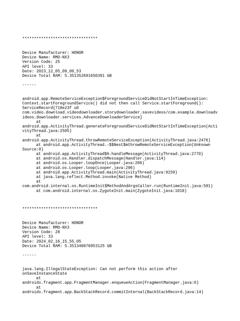 CrashReport 1701784853143 | PDF | Java (Programming Language) | Android (Operating System)