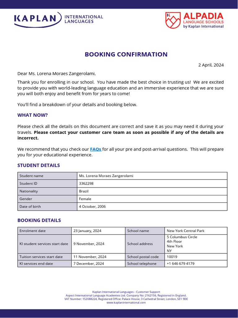 Booking Confirmation - ATUALIZADO | PDF | Travel Visa