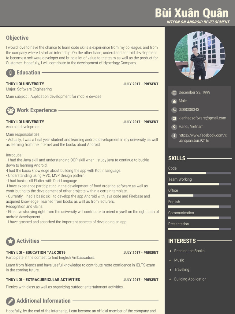 17 Intern Android Bui Xuan Quan | PDF | Android (Operating System) | Software Engineering
