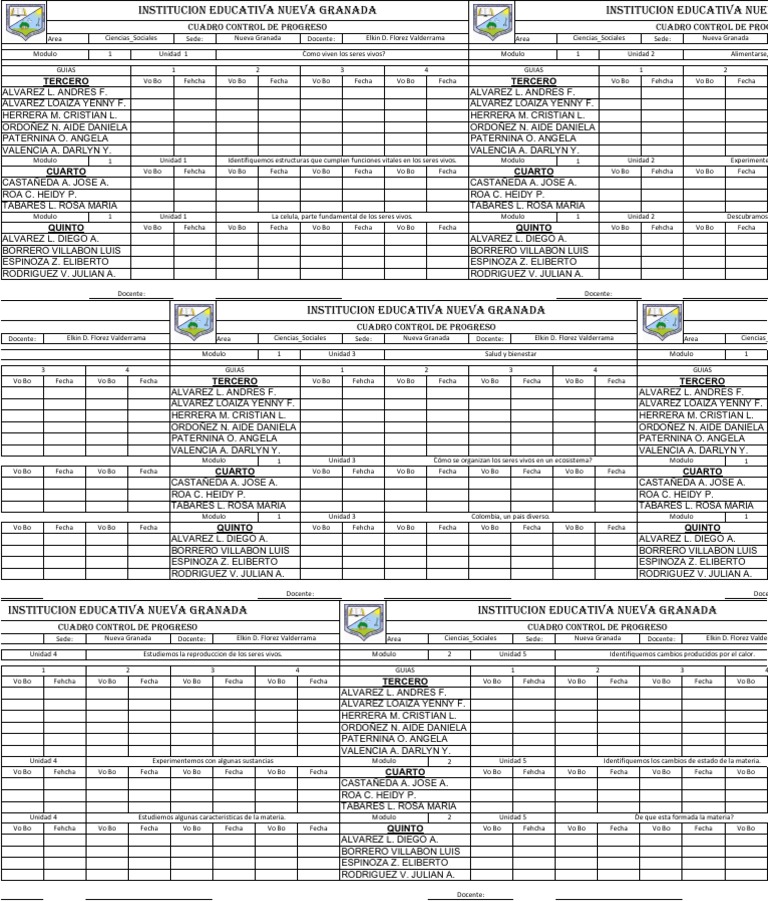 Cuadro Control Progreso | PDF | Colombia | Naturaleza