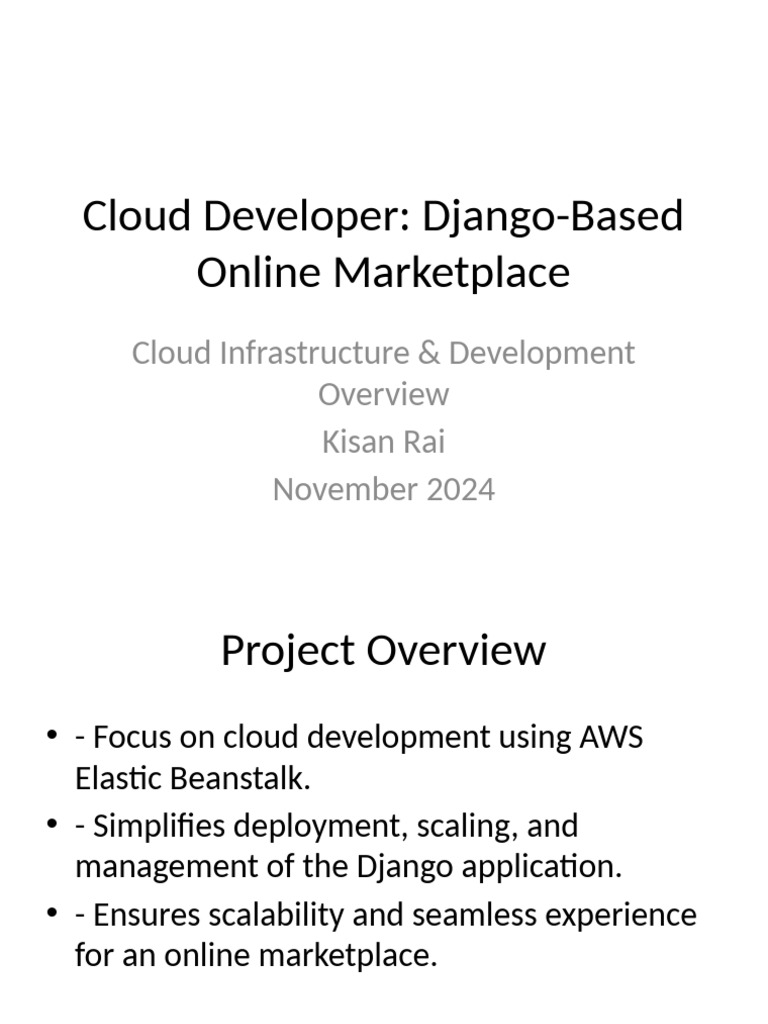 Cloud Developer Django Marketplace Presentation | PDF