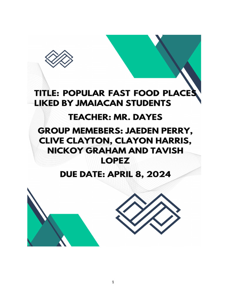 Fast Food Preferences of 10th Graders | PDF | Fast Food