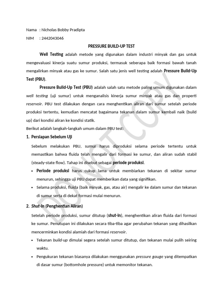 Analisa Uji Sumur-PBU Test | PDF