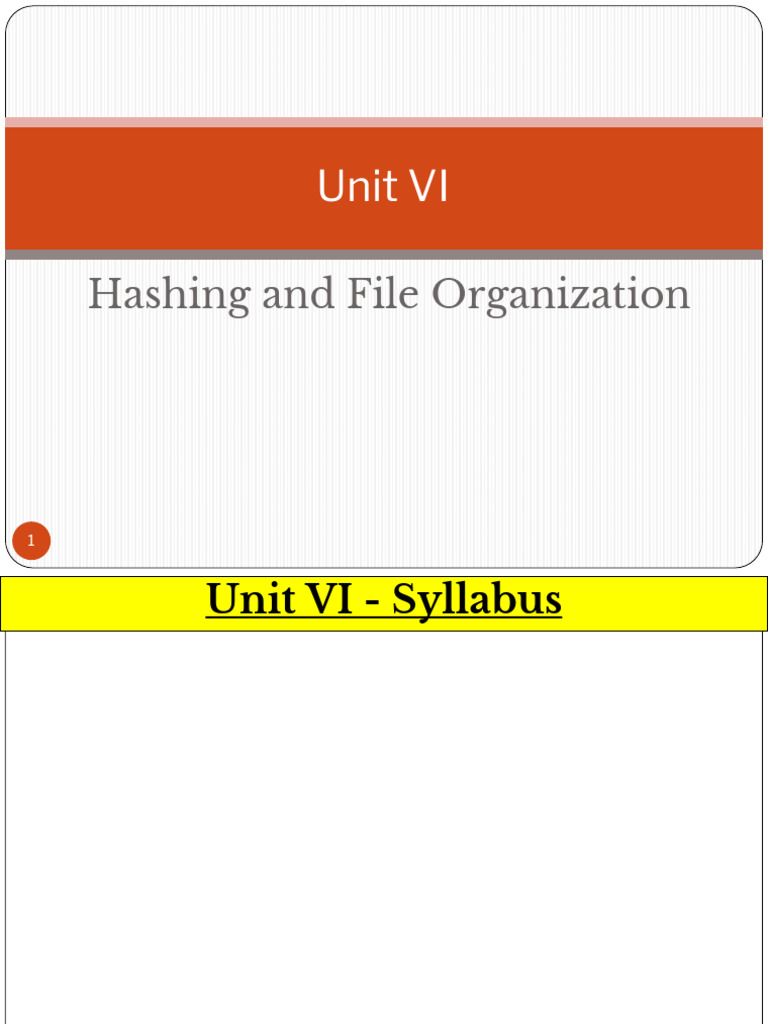 DSA Unit VI Hashing and File Organization | PDF | Computer Programming | Algorithms And Data ...