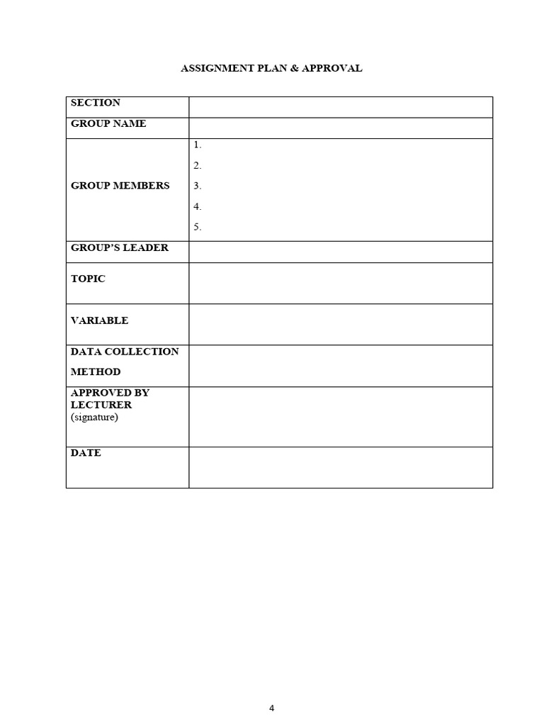 Assignment Plan and Approval Template | PDF