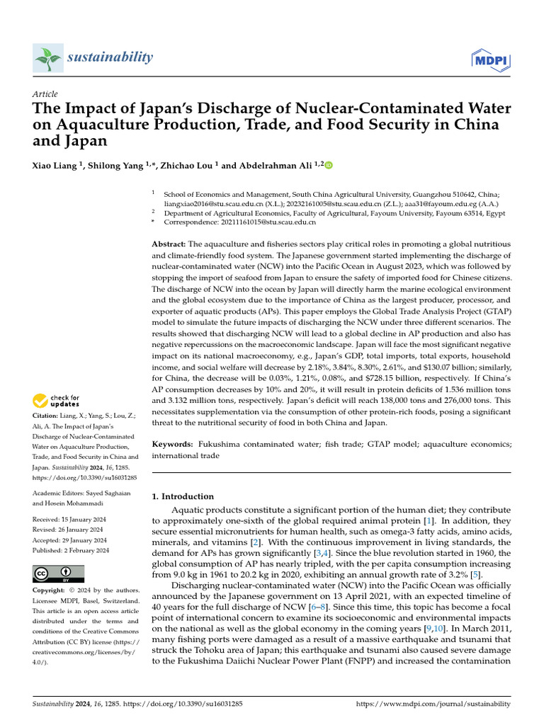 The Impact of Japan's Discharge of Nuclear-Contaminated Water On ...