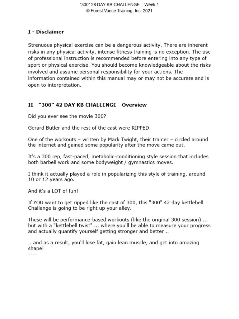 28-Day Kettlebell Challenge Overview | PDF | High Intensity Interval ...