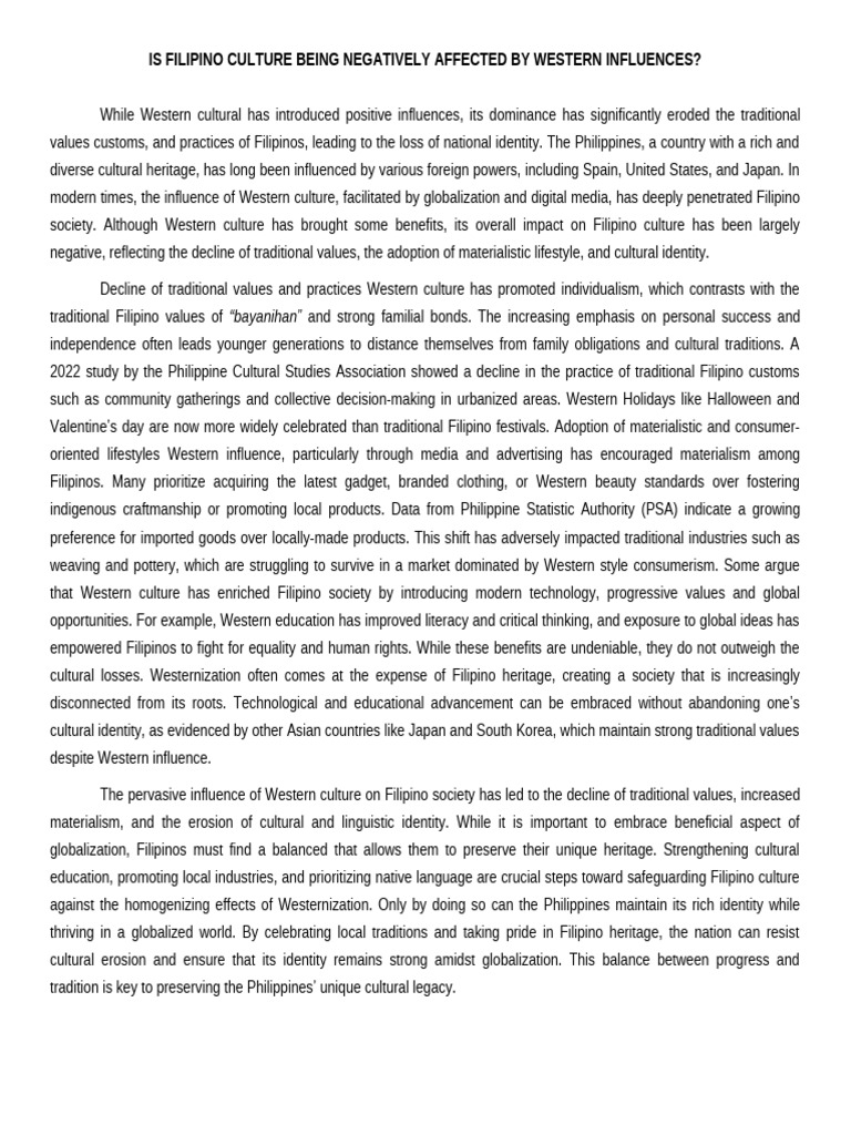 ARGUMENTATIVE ESSAY (English) | PDF | Philippines | Globalization