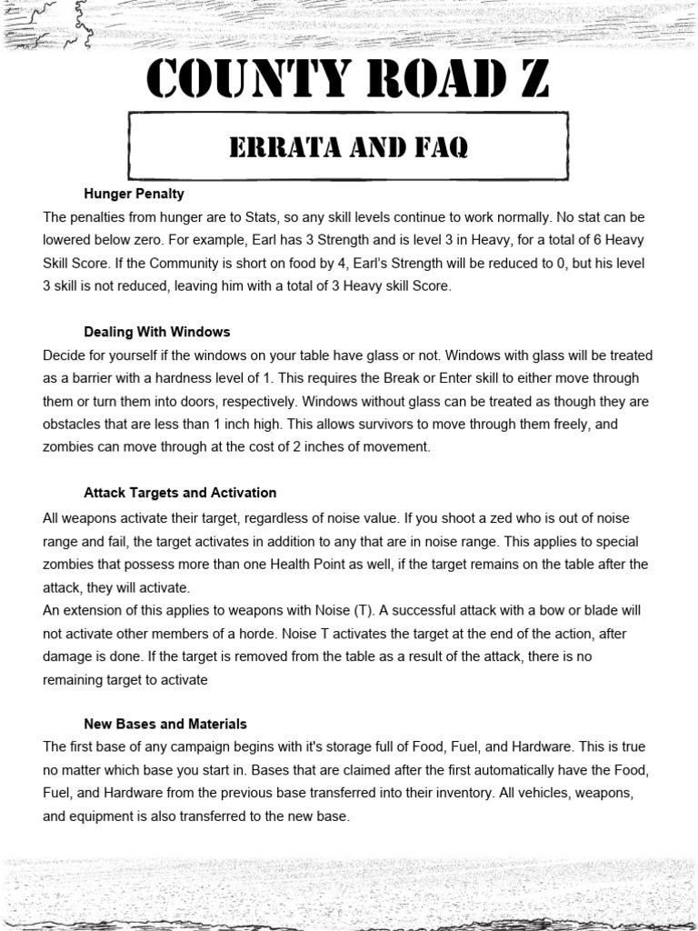 CRZ Errata and FAQ v1.01 | PDF