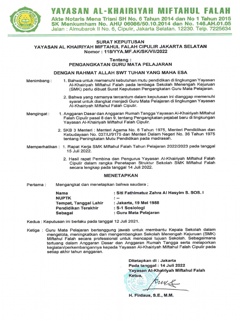 SK YYS Zahra 2021 | PDF